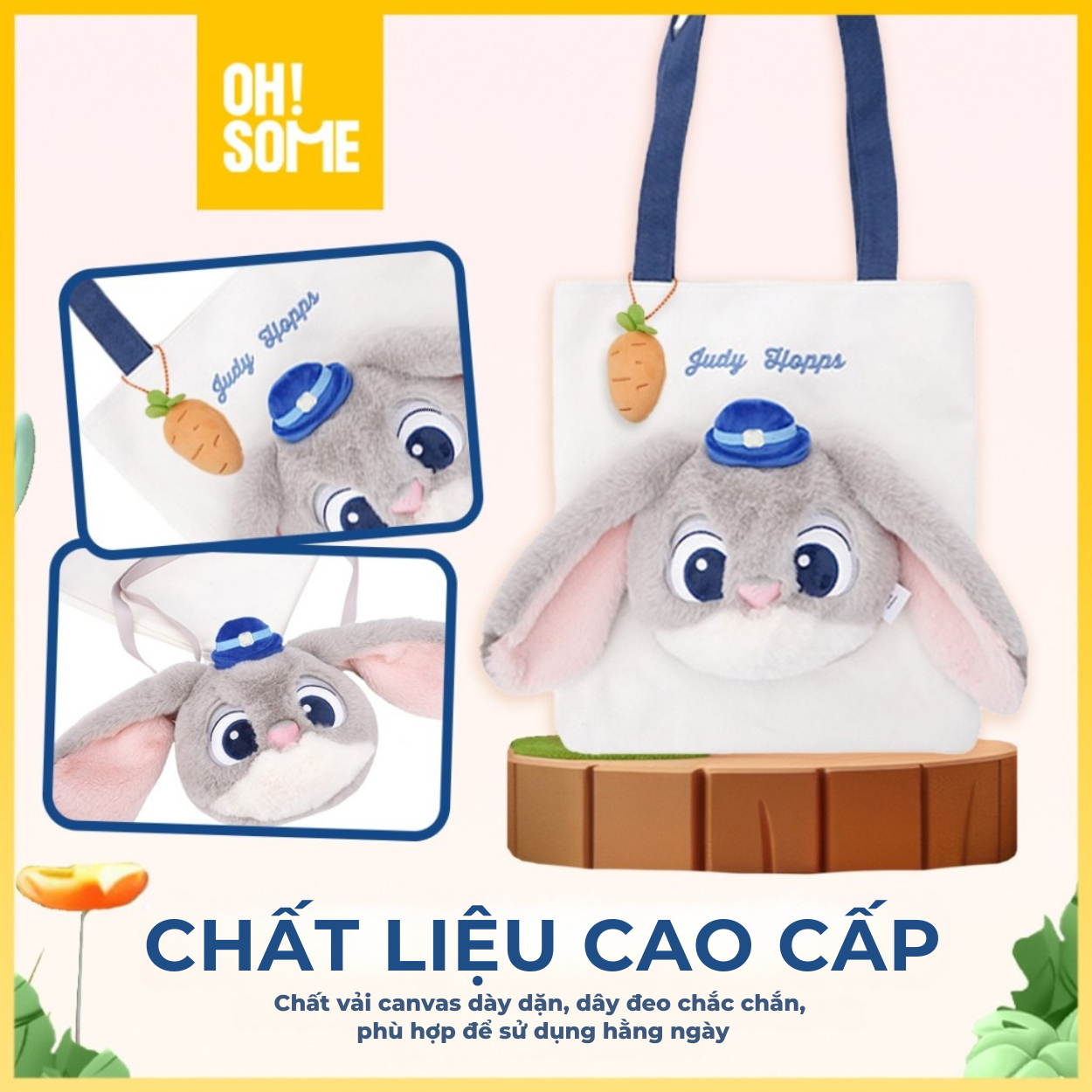 【OHSOME x Disney】- Túi tote canvas 2 trong 1 có thể tách rời thành túi ...