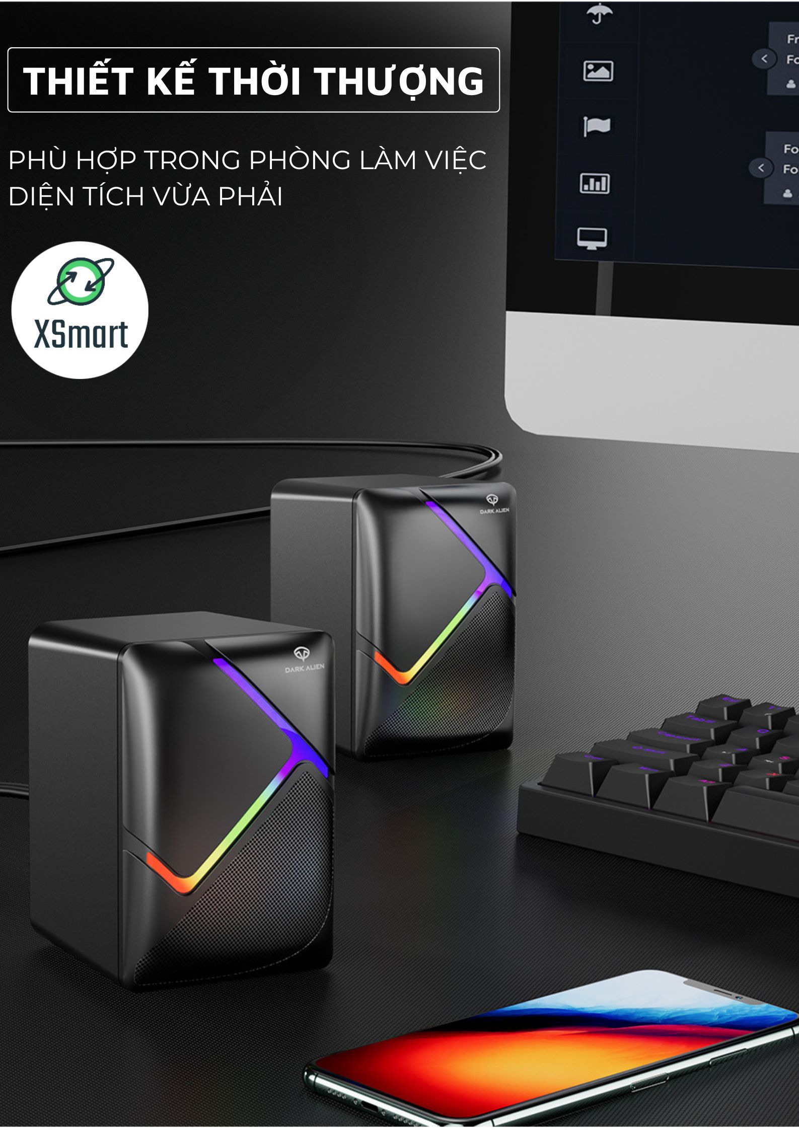 Loa Máy Tính Mini Bass Dark Alien S511 Led RGB 2 Loa Kép Âm Thanh Vòm ...