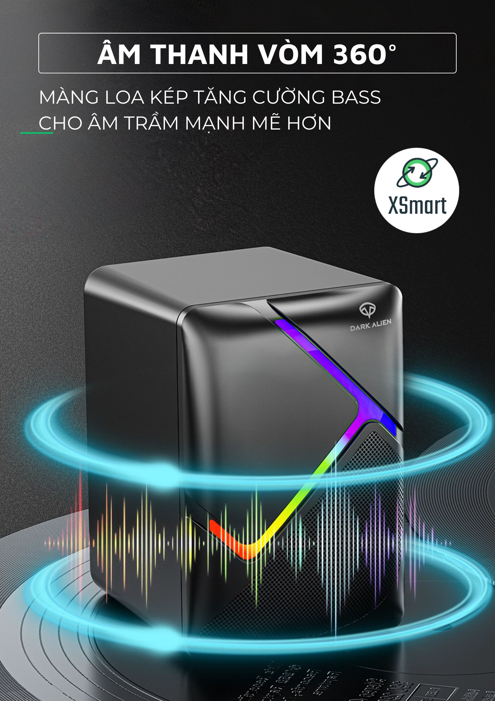 Loa Máy Tính Mini Bass Dark Alien S511 Led RGB 2 Loa Kép Âm Thanh Vòm ...