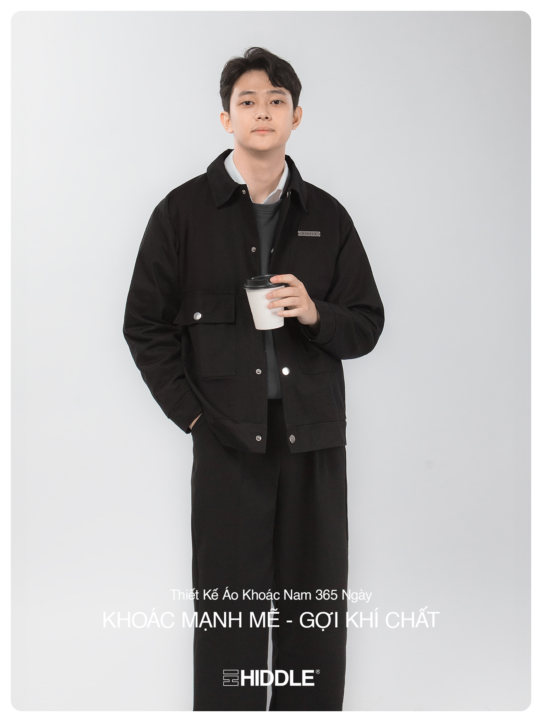 Áo khoác nam cao cấp hàng hiệu HIDDLE kaki, nỉ dạ đen có túi hộp | H9 ...