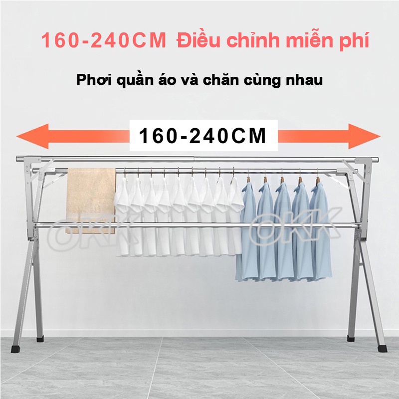 OOKAS Giá Treo Quần Áo Gấp Gọn Inox Sào Phơi Dồ 160/200/240cm có thể thu vào | Shopee Việt Nam