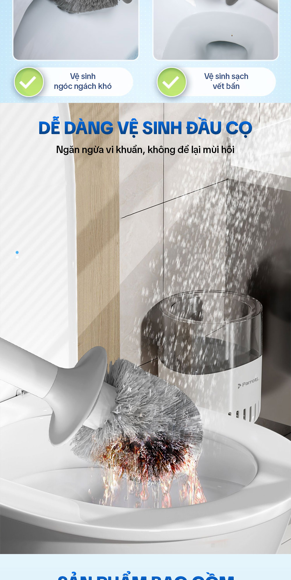 Cây cọ bồn cầu có cốc đựng, cọ toilet dán tường bàn chải vệ sinh Parroti Slim - SL03 | Shopee ...