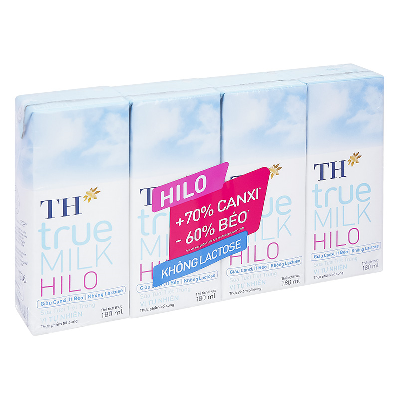 Lốc 4 hộp sữa tươi tiệt trùng TH true MILK Hilo không đường 180 ml (từ ...