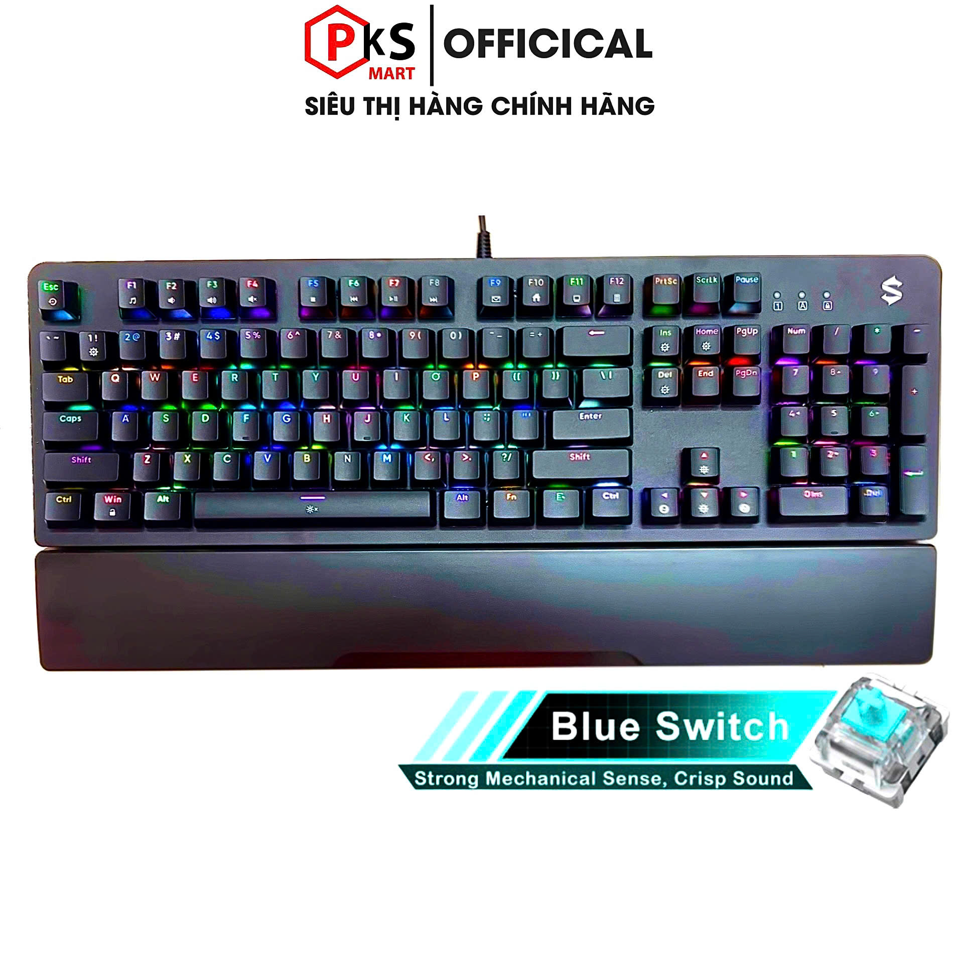 Bàn Phím Cơ Gaming Có Dây PKSMART - BLACK S K104 - LED RGB 15 Hiệu Ứng Và 8 Màu LED Đơn - Anti ...