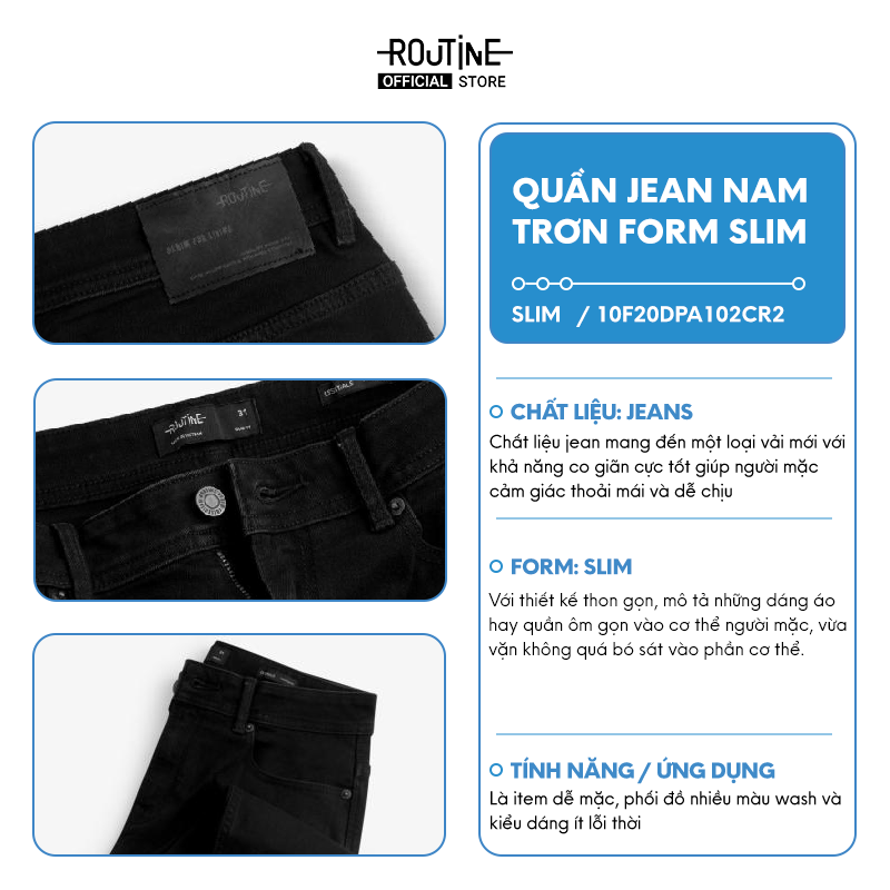 Quần Jeans Nam Đen Trơn Form Slim - Routine 10F20DPA102CR2 | Shopee ...
