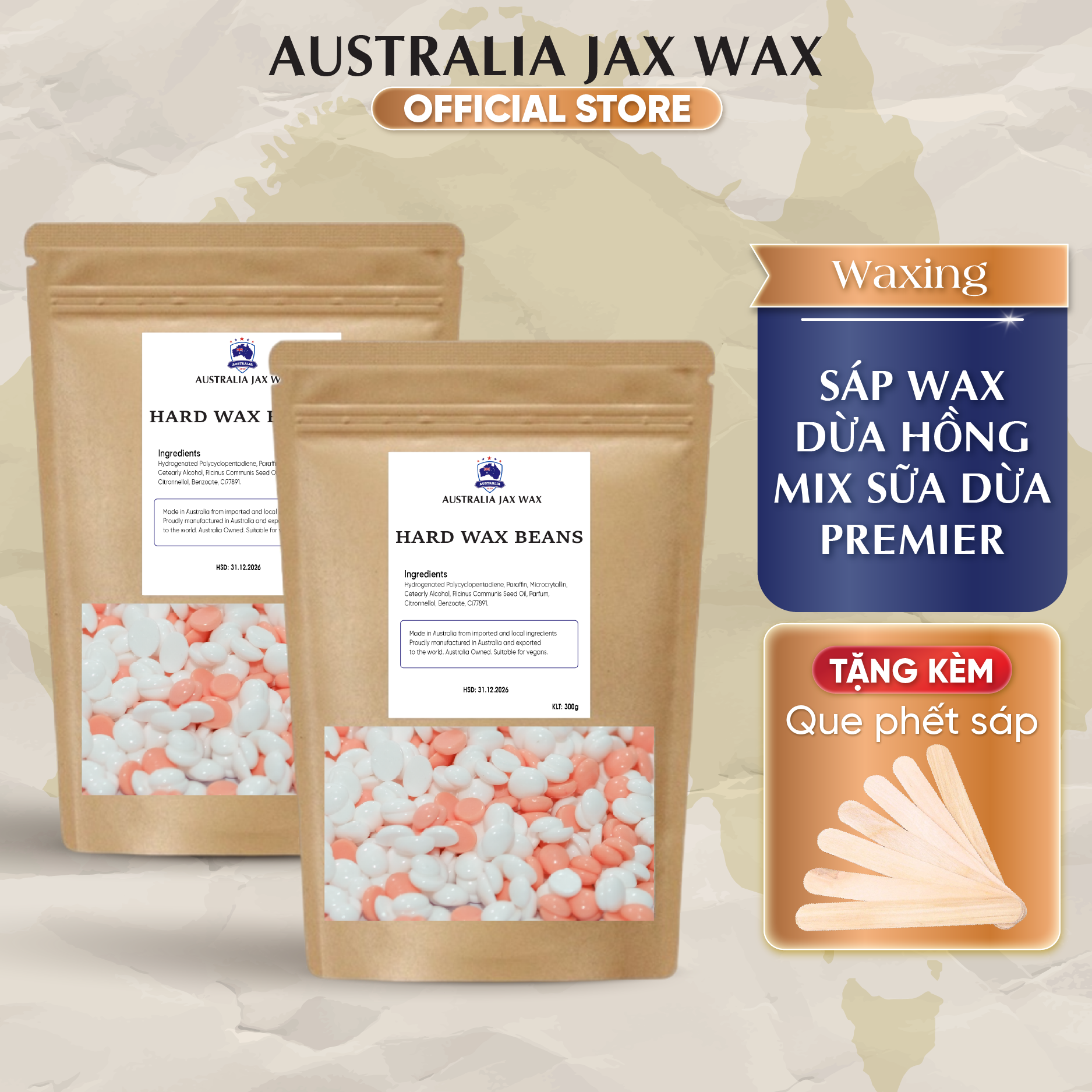 [CHE TÊN] Sáp Wax Lông Mix Hoa Hồng + Sữa Dừa Premium Australia Jax Wax Chuyên Dụng Wax Bikini ...