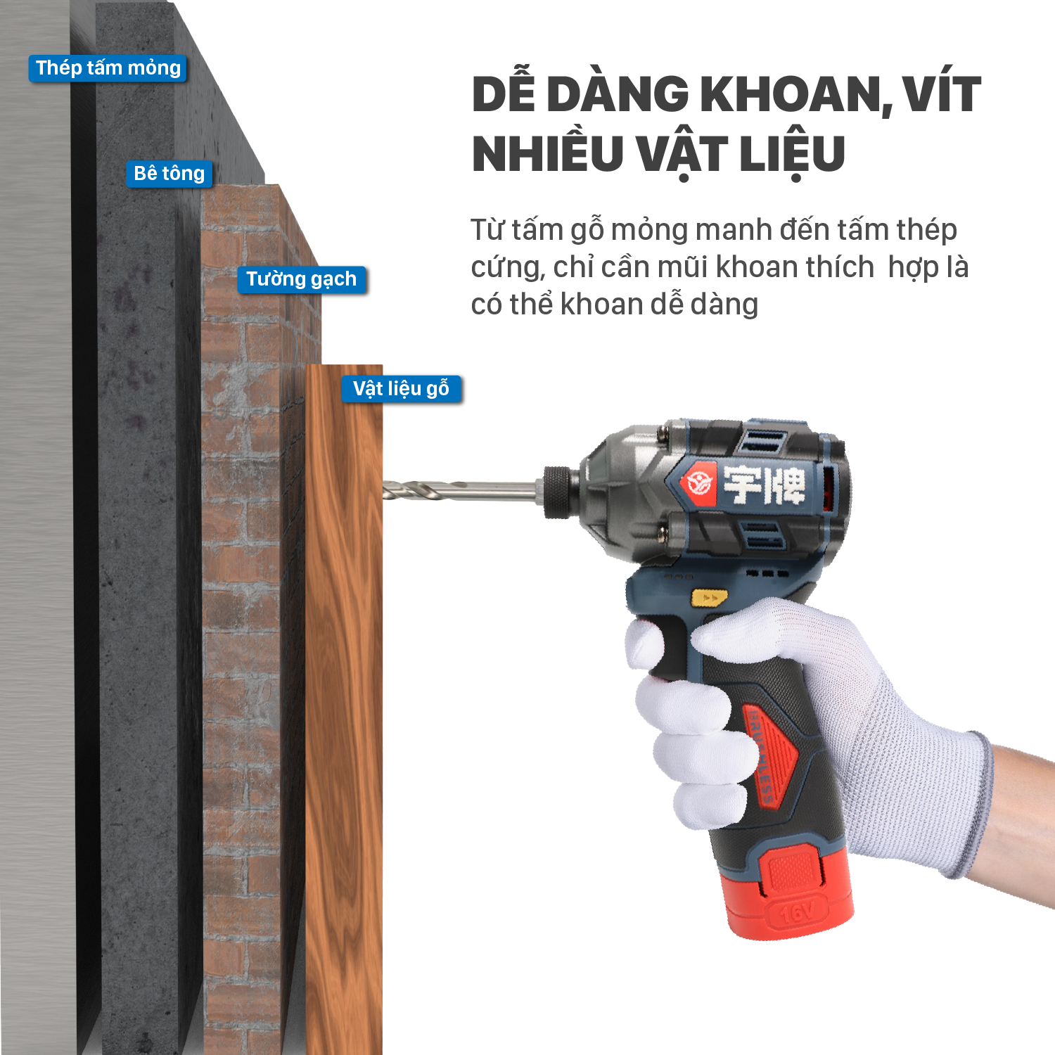Máy khoan YUPAI YP16-D10A, Chuyên Vít YP16-W150, 3 Chức Năng, Có Búa ...