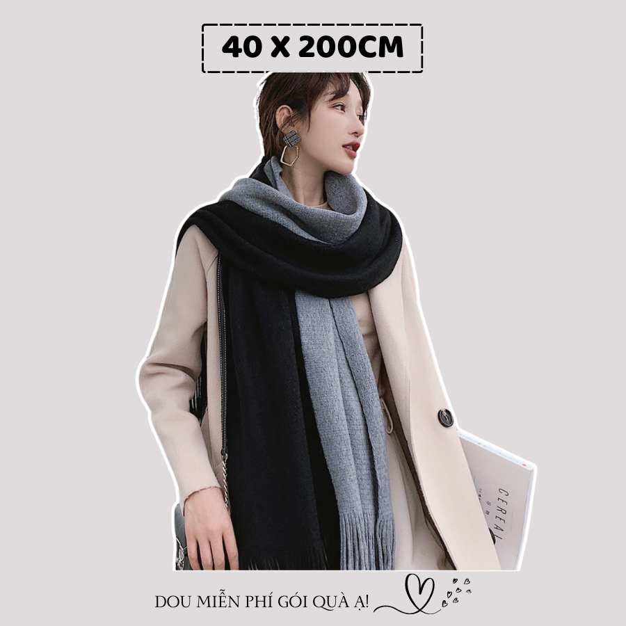 Khăn Len Cashmere Quàng Cổ Unisex Dày Ấm, Khăn Len Dệt Kim Tone Xám ...