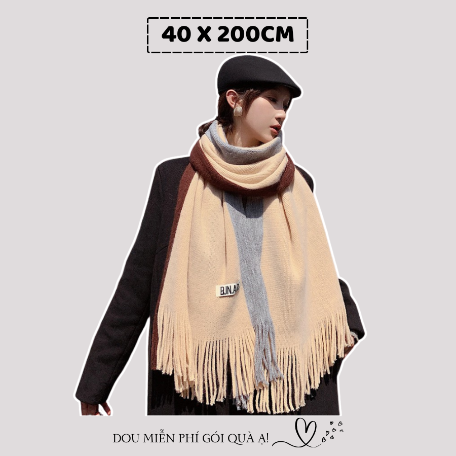 Khăn Len Cashmere Quàng Cổ Unisex Dày Ấm, Khăn Len Dệt Kim Tone Xám ...