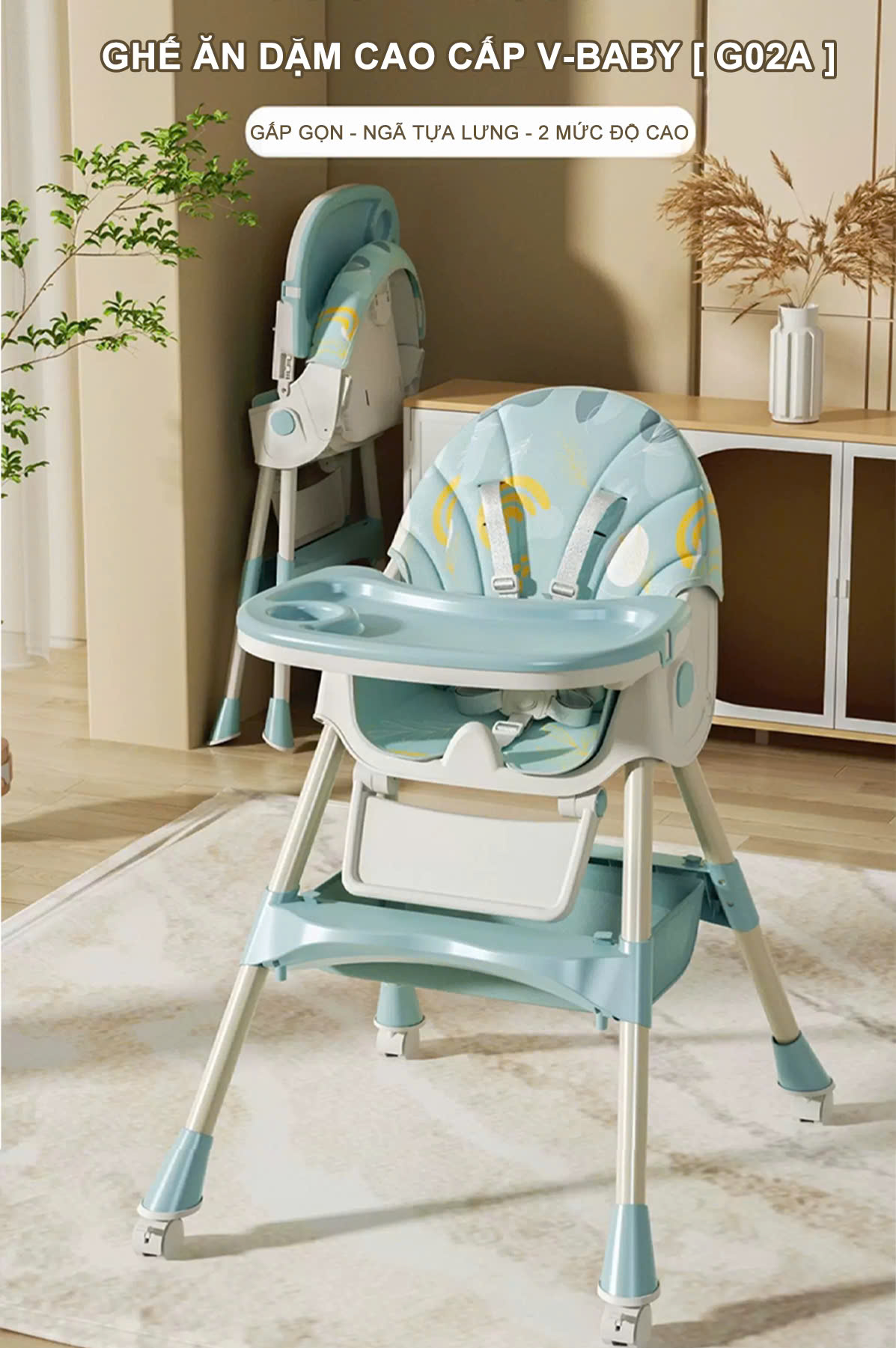 Ghế Ăn Dặm V-BABY G02A Gấp Gọn Ngả Tựa Lưng Có Bánh Xe Và Ghế Cố Định G618,GA001 | Shopee Việt Nam