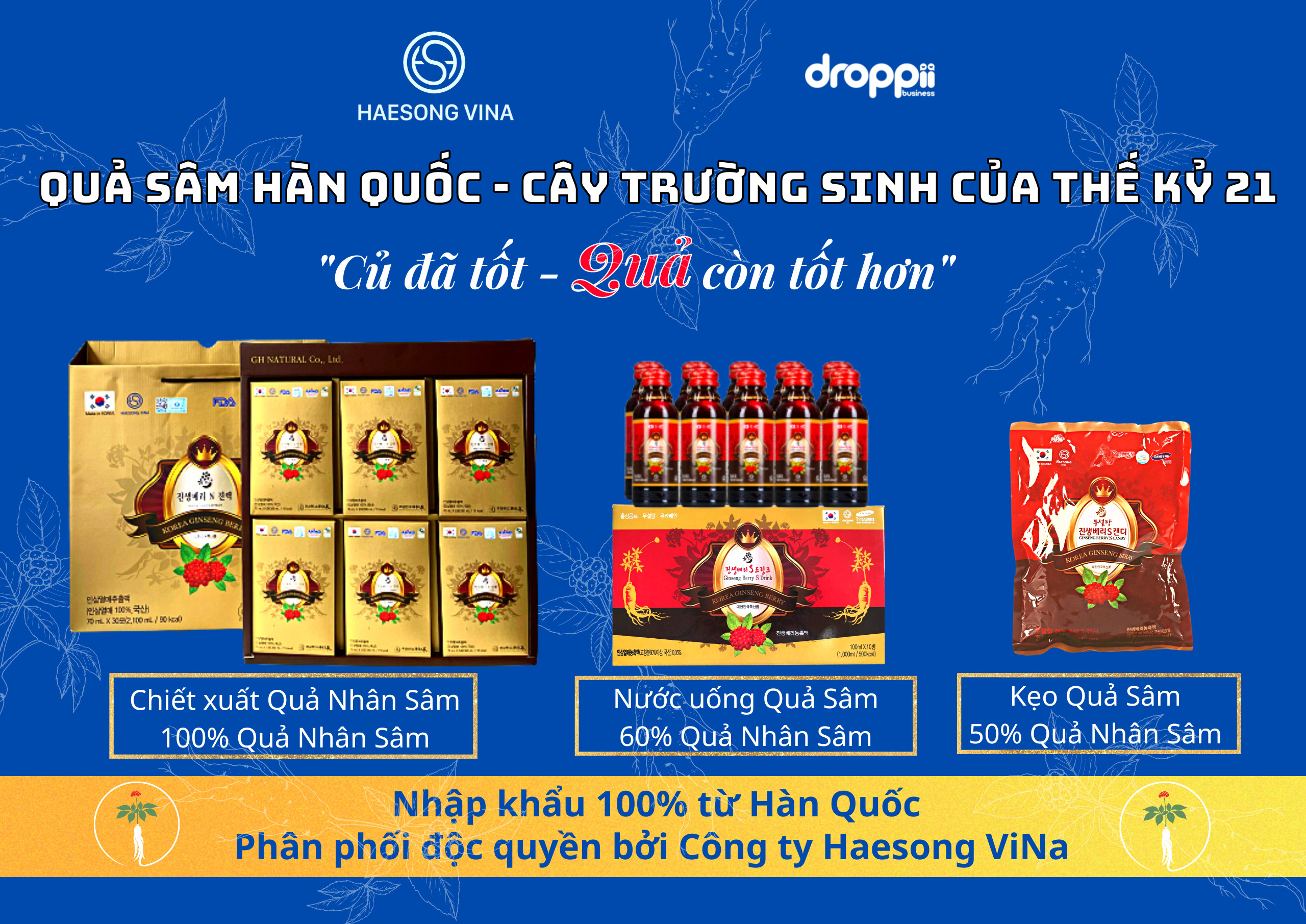 Nước uống Quả sâm, Ginseng Berry S Drink, HAESONG VINA, Hộp 10 chai ...