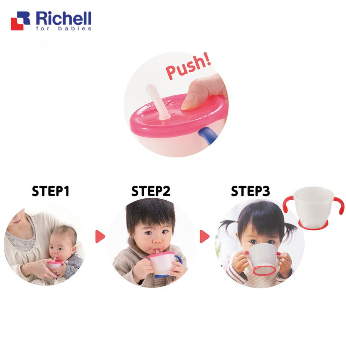 Cốc tập uống 3 giai đoạn Richell Nhật Bản chính hãng | Shopee Việt Nam