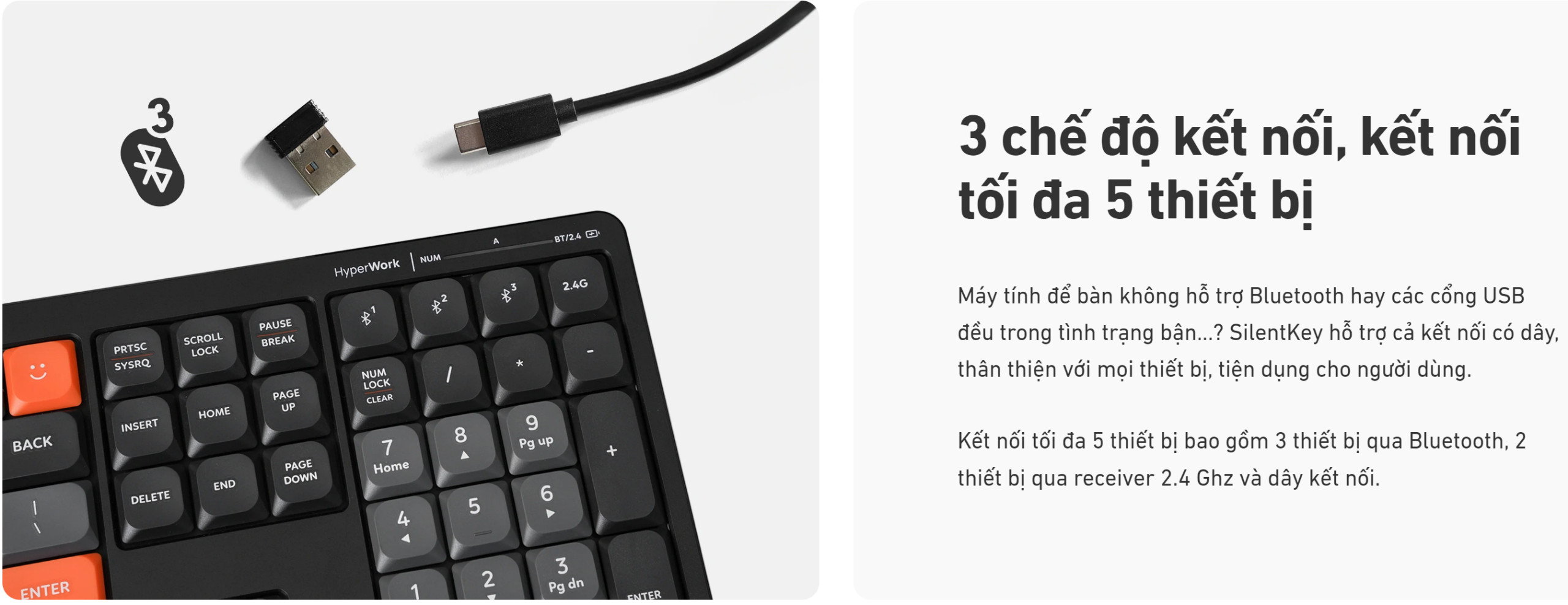 Bàn phím không dây HyperWork SilentKey TS01 - Hàng Chính Hãng | Shopee ...