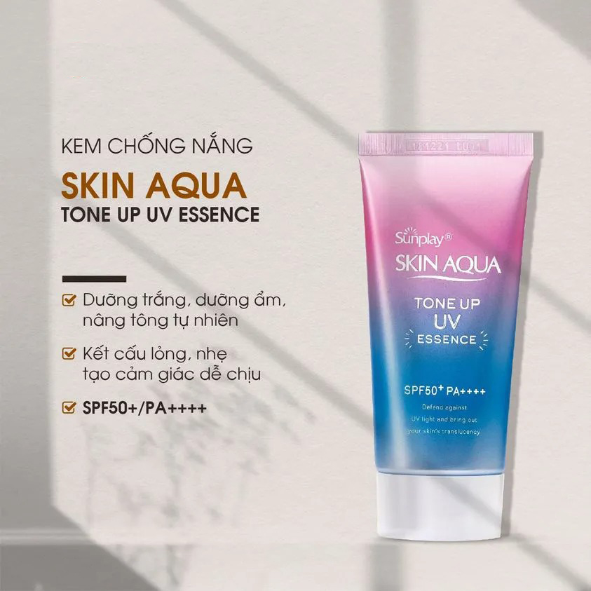 Kem chống nắng Skin Aqua nâng tông cho da tối màu dạng tinh chất Sunplay Skin Aqua Tone Up UV ...
