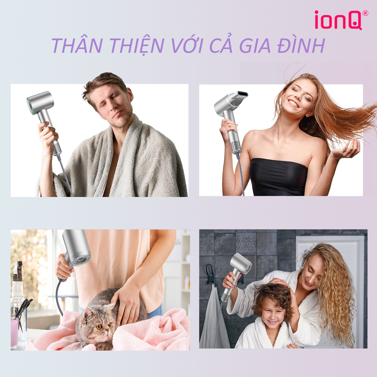 Máy sấy tóc ion âm ionQ Clover công suất 1600W nhanh khô chăm sóc và bảo vệ tóc chuẩn Salon ...