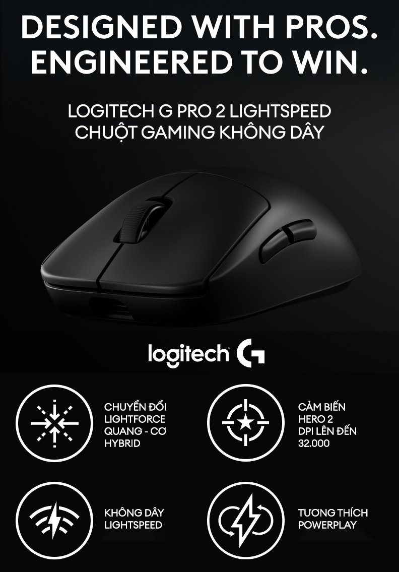 Chuột Gaming không dây Logitech G PRO 2 LIGHTSPEED, Switch LIGHTFORCE ...