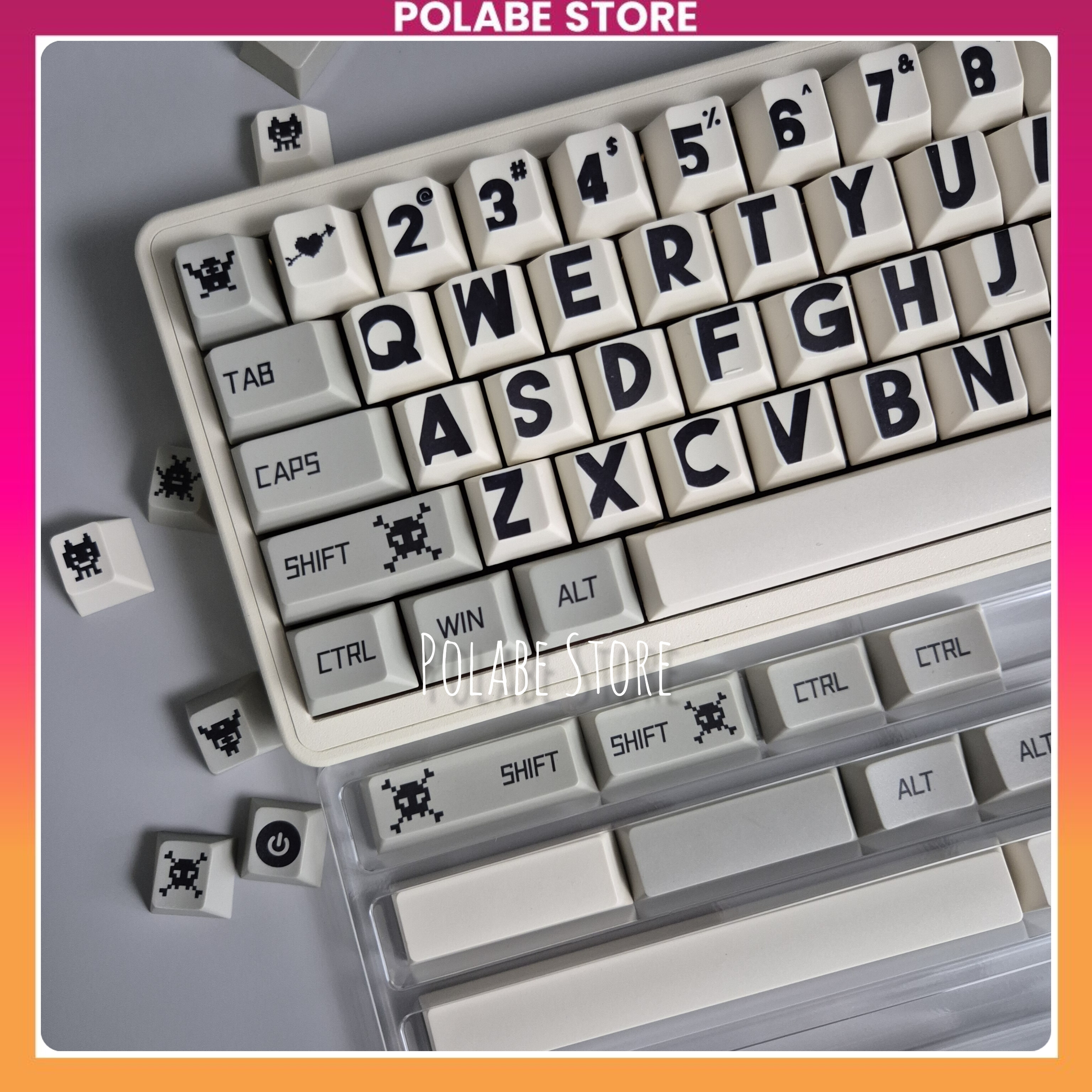 Keycap Retro Big Font Cherry Profile bàn phím cơ Polabe Store Keycap ...