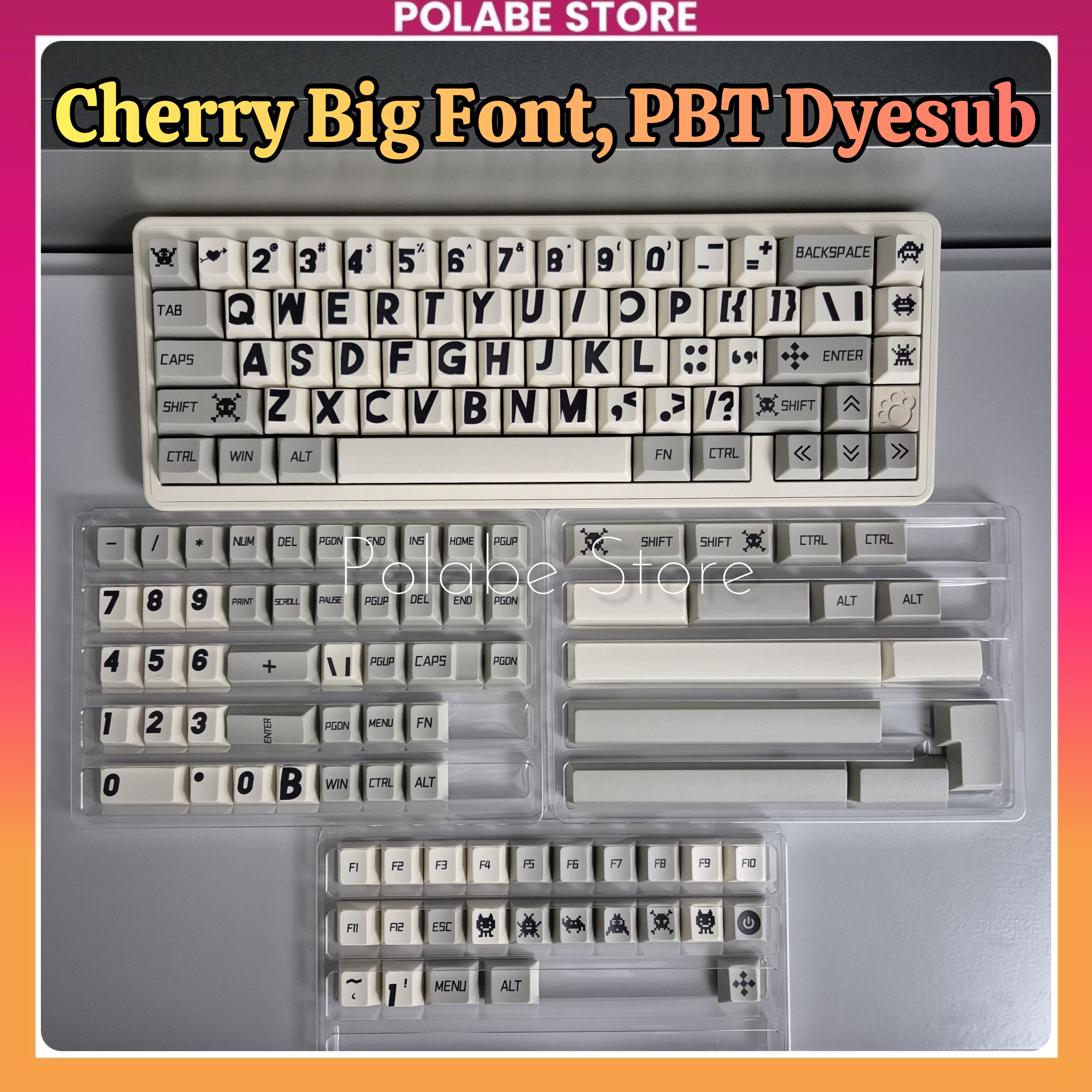 Keycap Retro Big Font Cherry Profile Keycap cổ điển font chữ to bàn ...