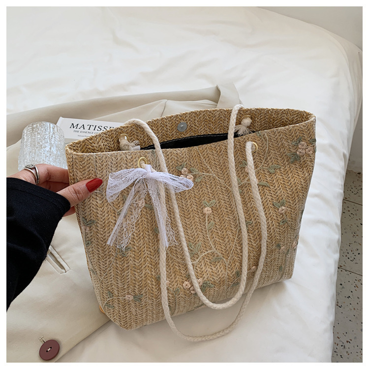 Túi cói đeo vai hoạ tiết hoa nhí nơ ren TCR01 | Shopee Việt Nam