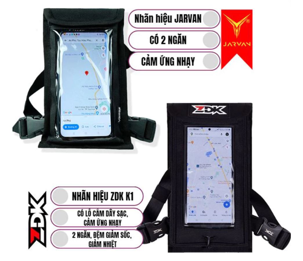 Túi ZDK mini, Túi treo đầu xe máy đựng điện thoại, thiết kế mới có lỗ sạc, 2 lớp hỗ trợ thoát ...