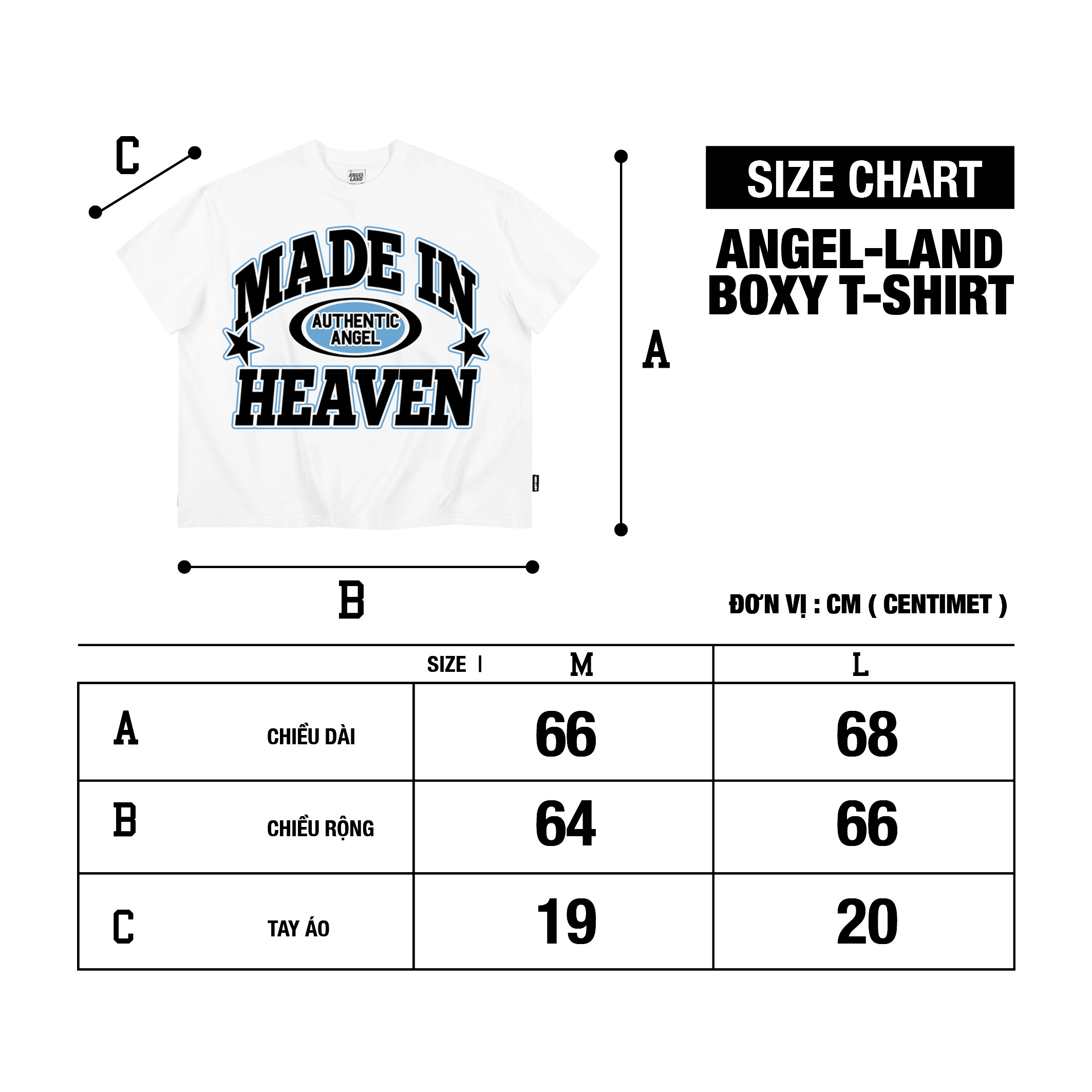 Áo thun cổ tròn form Boxy Made In Heaven Màu TRẮNG Angel Land Angelic ...