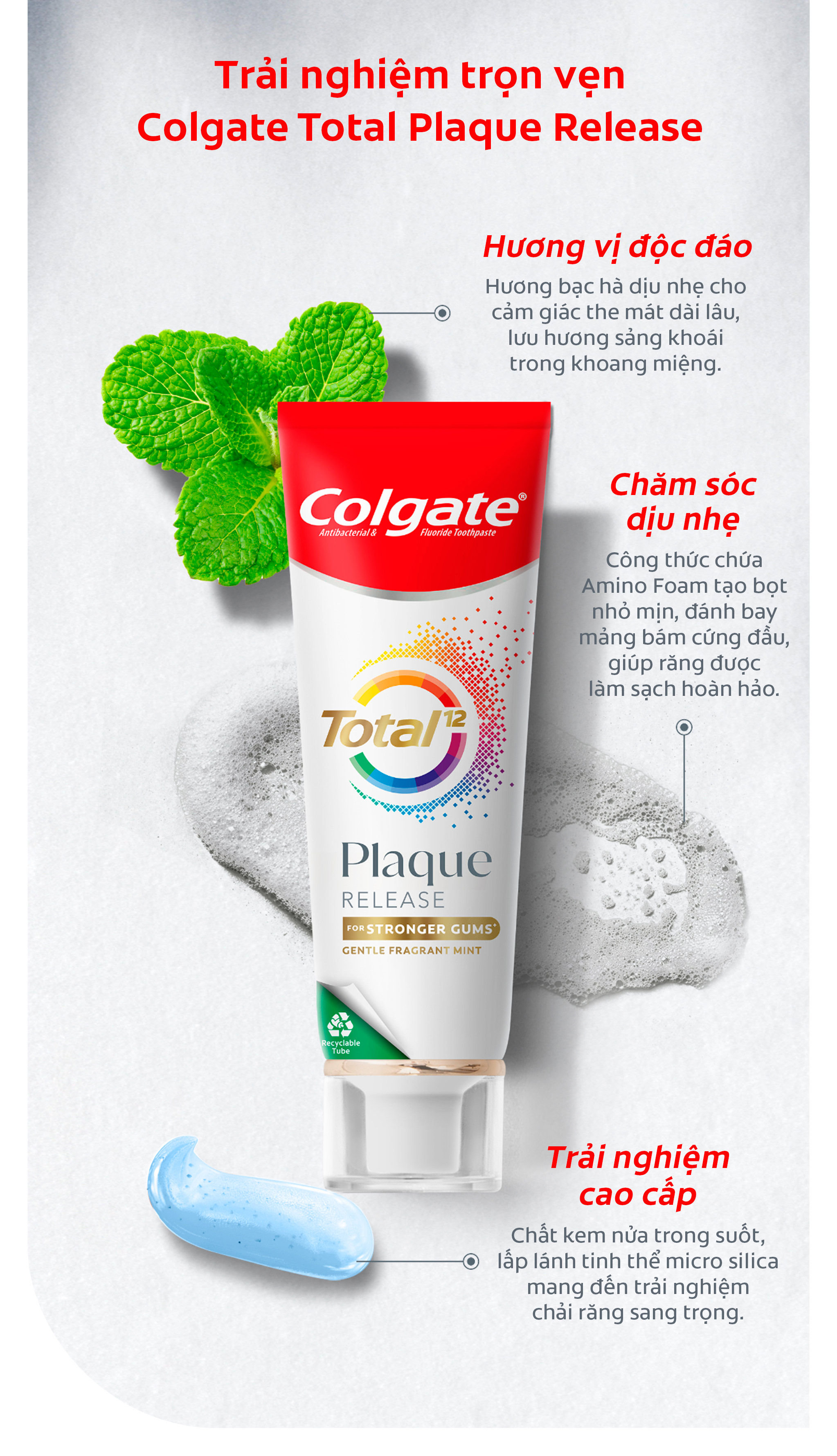 Kem đánh răng Colgate Total Plaque Release 95g/tuýp giúp khỏe nướu ...