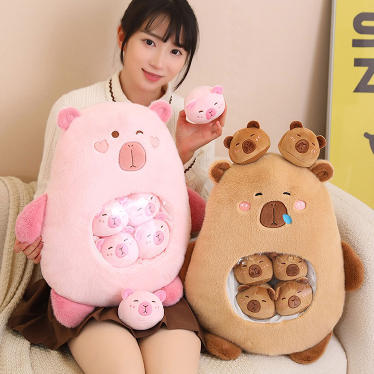 Gấu Bông Capybara Hafuto, Gối Ăn Dặm Túi Pudding Capybara Dễ Thương, Đồ ...