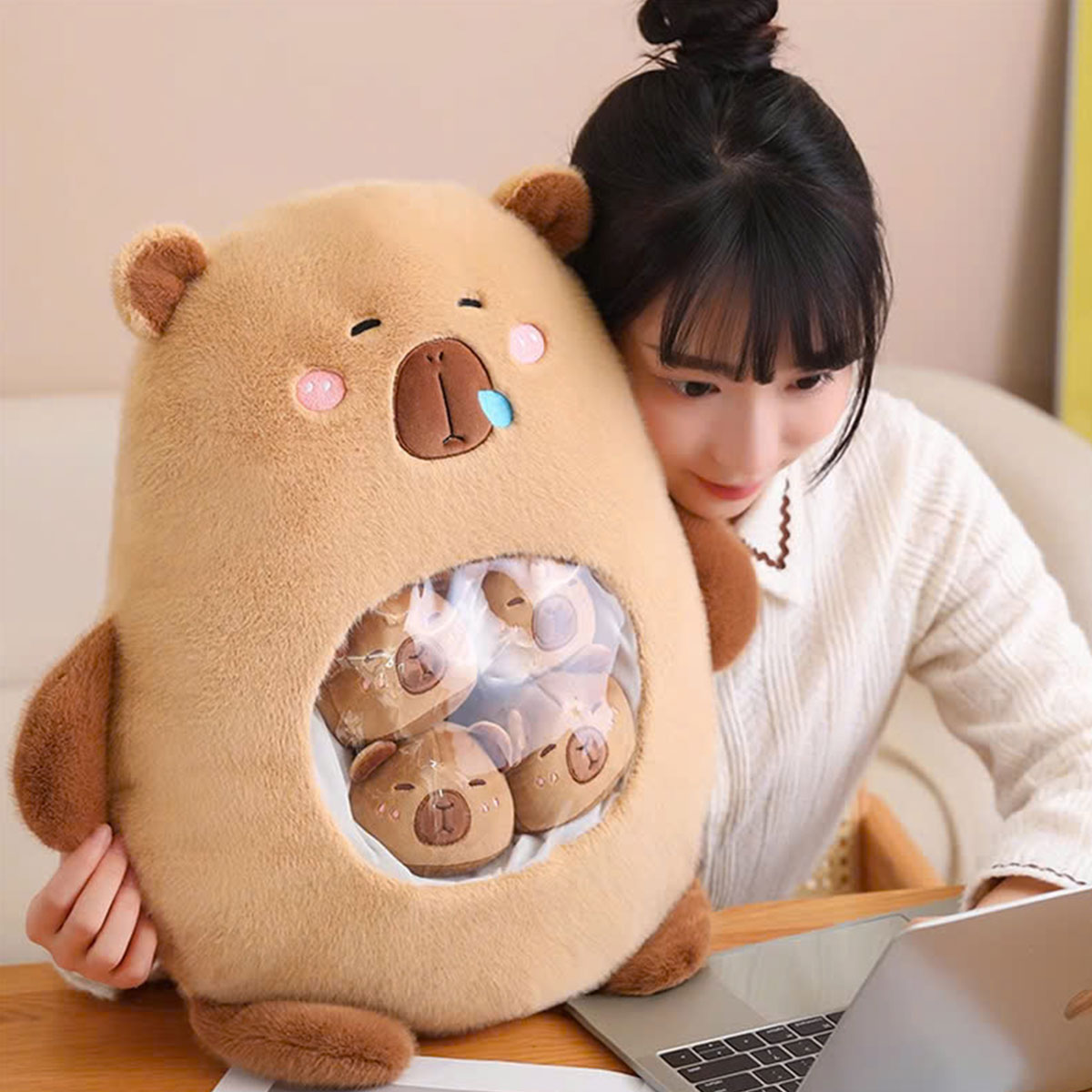 Gấu Bông Capybara Hafuto, Gối Ăn Dặm Túi Pudding Capybara Dễ Thương, Đồ ...