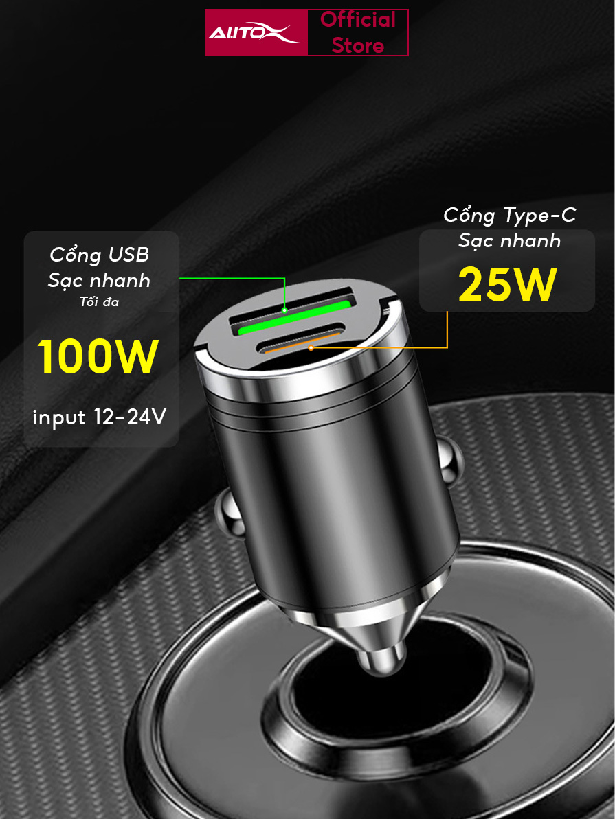 Tẩu sạc nhanh ô tô 20W cao cấp AutoX Bảo hành 12 tháng 5 cổng kết nối thiết kế thông minh tự ...