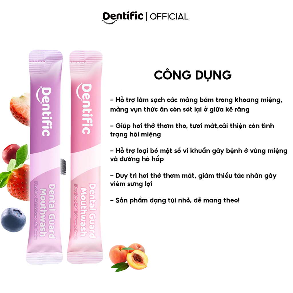 Combo 10 gói nước súc miệng hương đào mọng Dentific Peach Bad Breath ...
