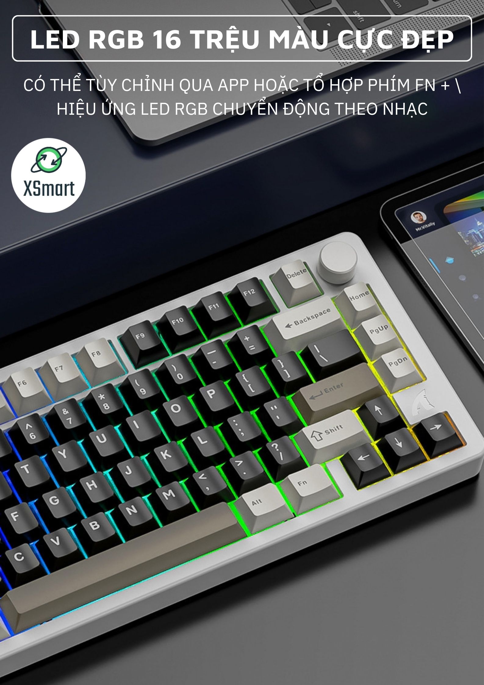 Bàn Phím Cơ Full Nhôm CNC Attack Shark X86 LED RGB, 3 Mode, Hotswap 5 ...