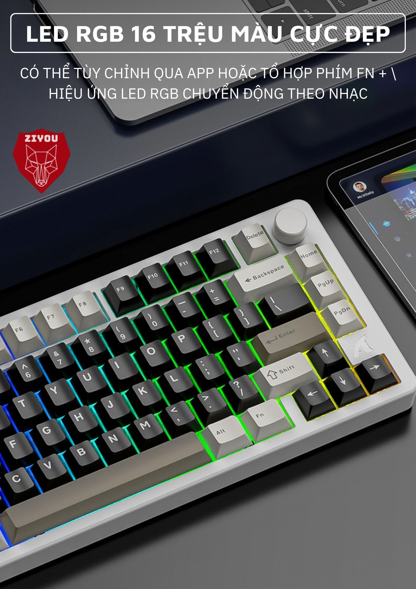 Bàn Phím Cơ Bluetooth Nhôm CNC Ziyou Attack Shark X86 LED RGB 3 Mode ...