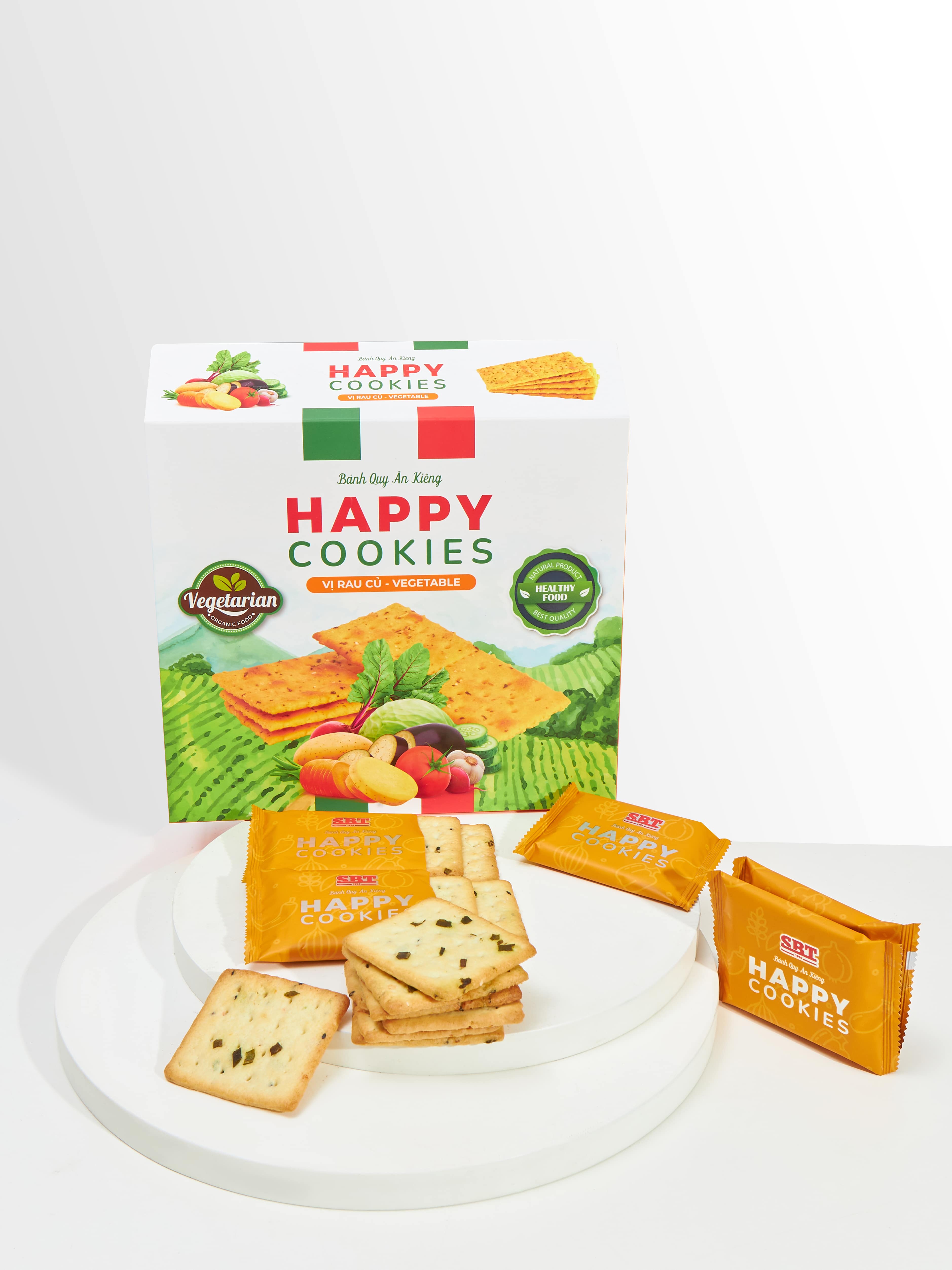 Bánh Quy Ăn Kiêng Ngũ Cốc Happy Cookies SBT Hộp 250g Vị Rau Củ Healthy ...