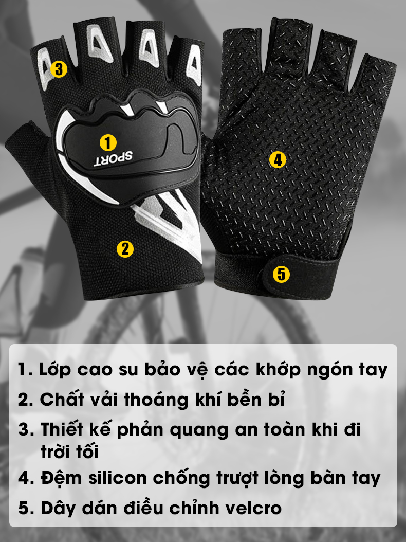 Găng Tay Lái Xe Cho Nam Thiết Kế Hở Ngón Cao Cấp Upper You Có Silicon ...
