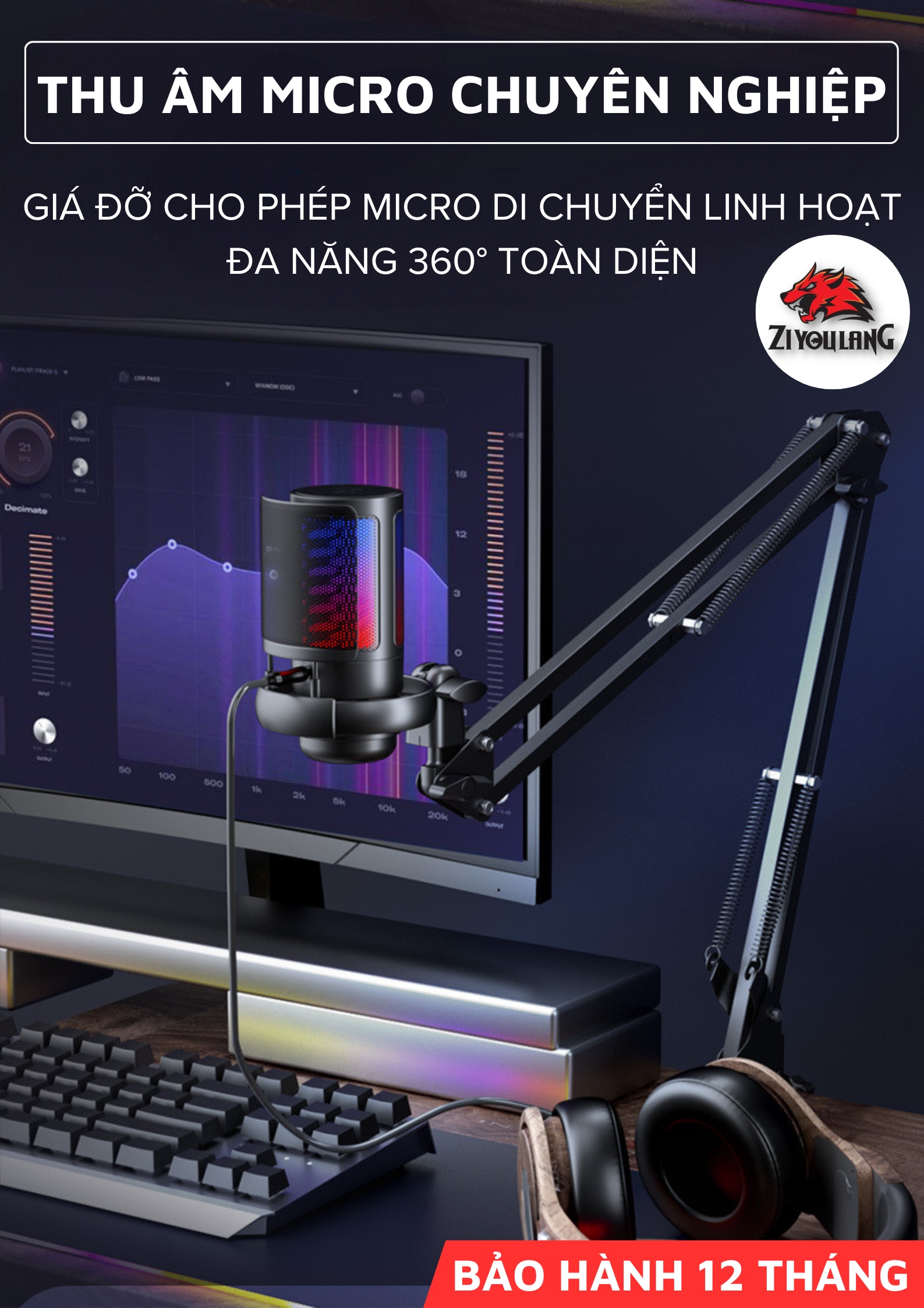 Micro Livestream Game Chuyên Nghiệp Ziyoulang ME6S Led RGB, Chân Đế Cao ...