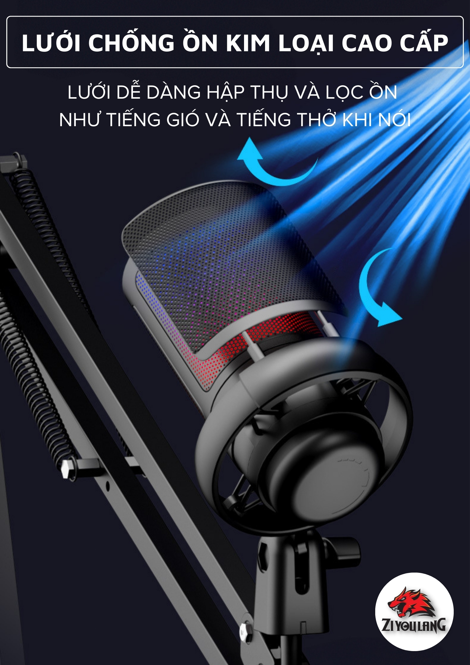 Micro Livestream Game Chuyên Nghiệp Ziyoulang ME6S Led RGB, Chân Đế Cao ...