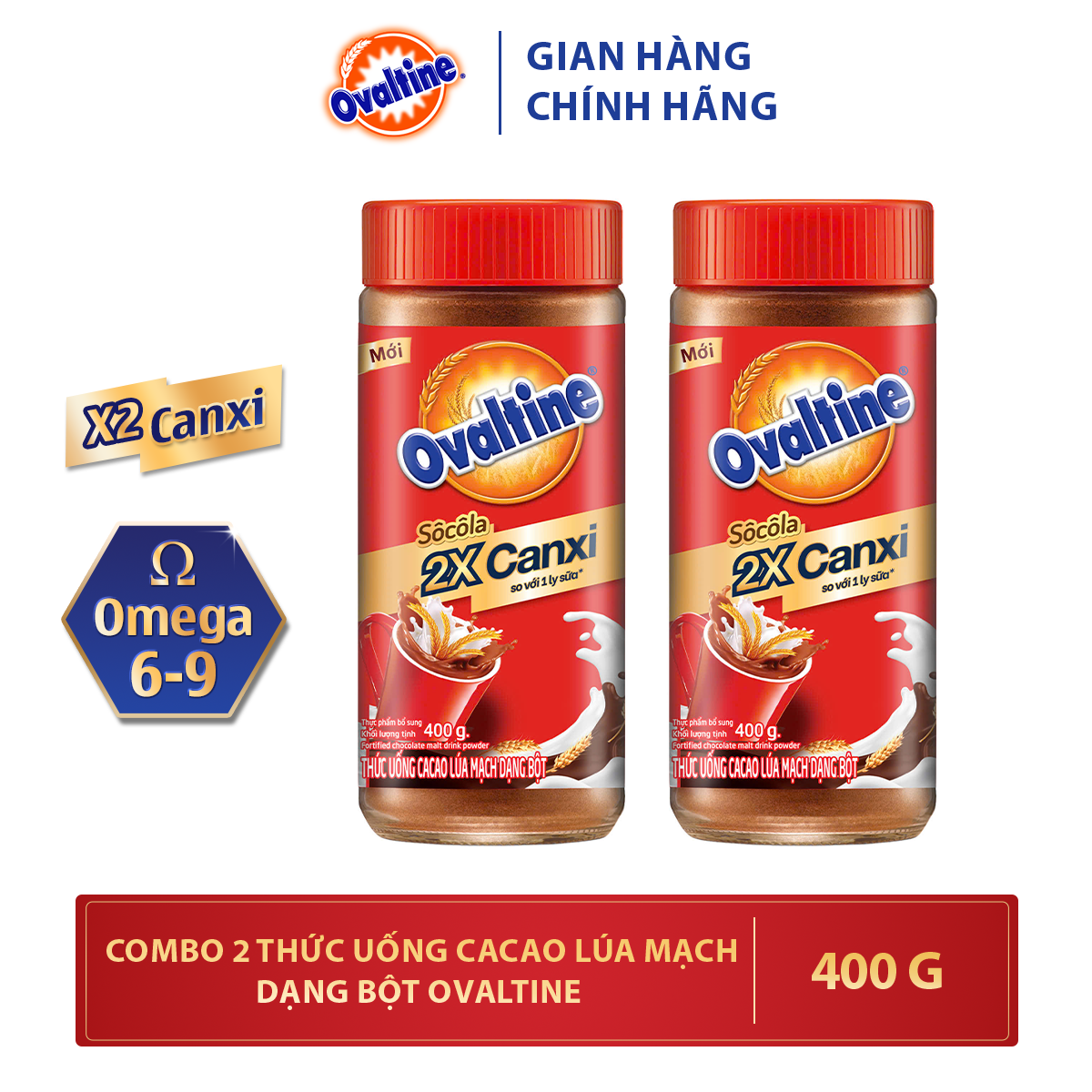 Combo 2 Hũ Thức Uống Cacao Lúa Mạch Dạng Bột Vị Sô Cô La Ovaltine 400G ...