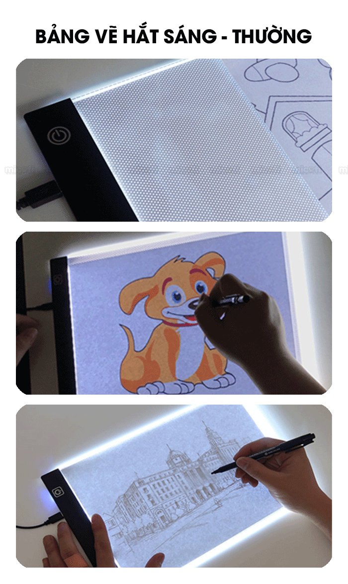 Bảng Vẽ Hắt Sáng Micofi A4, Bảng Đèn Vẽ Tranh Kĩ Thuật Phát Sáng LED A5 ...