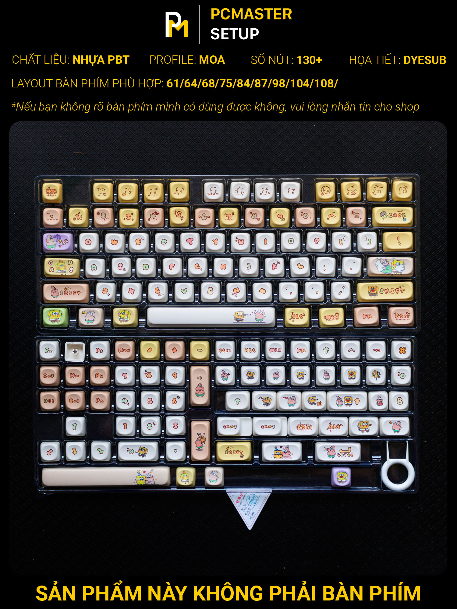 Keycap pbt SpongeBob profile MOA in dyesub không mờ họa tiết, nút cho ...