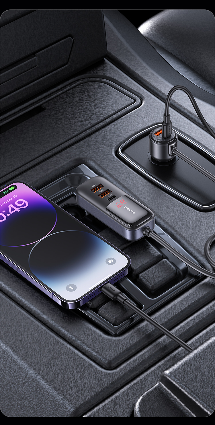 Tẩu Sạc Cho Ô Tô 2C + 3A USAMS CC213 C40 165W (Digital Display, QC, PD3 ...