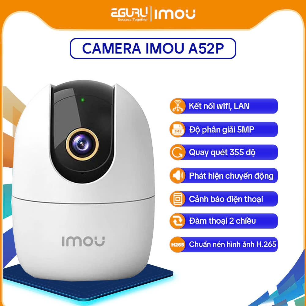 Camera Wifi IMOU A52P 5MP 3K| Dahua H5AE 5MP | Xoay 360 Độ | Đàm Thoại ...