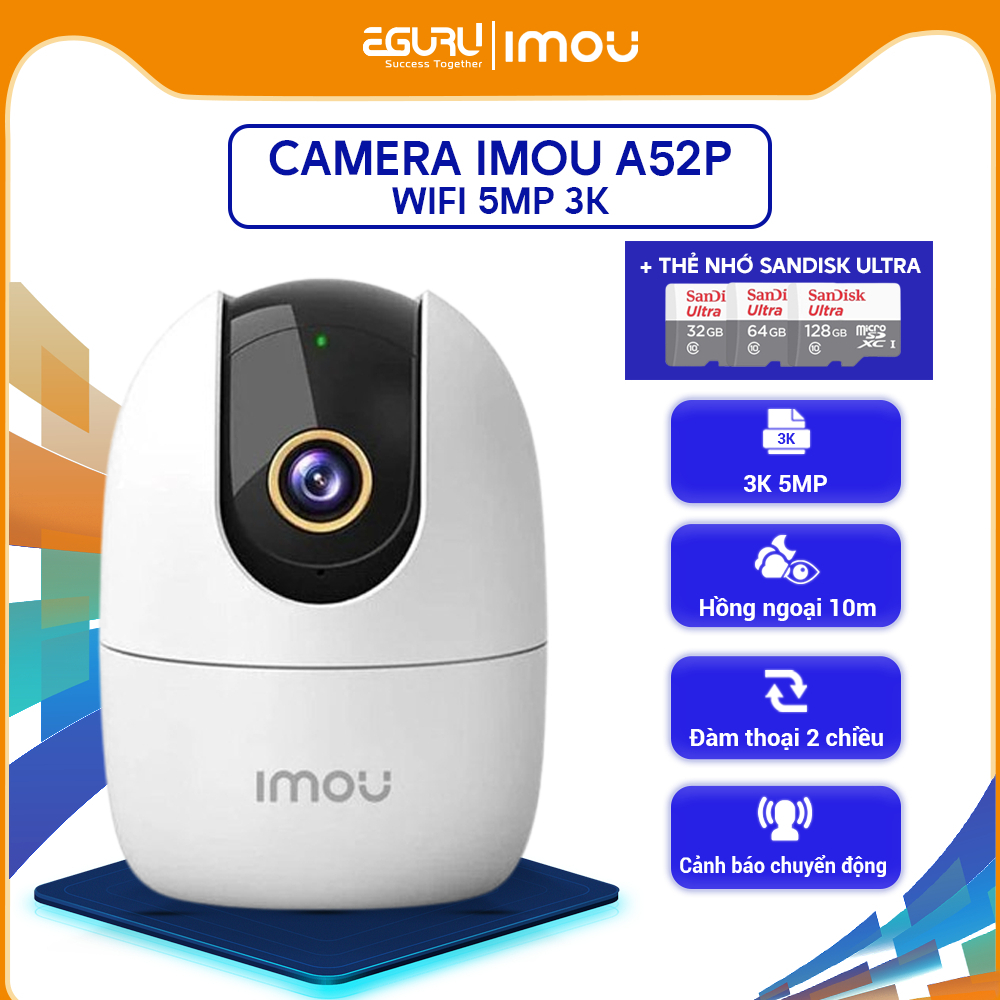 Camera Wifi IMOU A52P 5MP 3K| Dahua H5AE 5MP | Xoay 360 Độ | Đàm Thoại ...