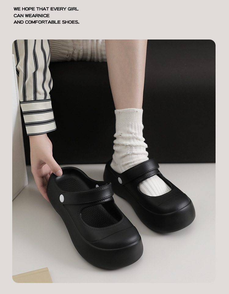 Dép Cross Sandal nữ đế cao Mary Jane mềm đế dày chống trơn trượt cute ...