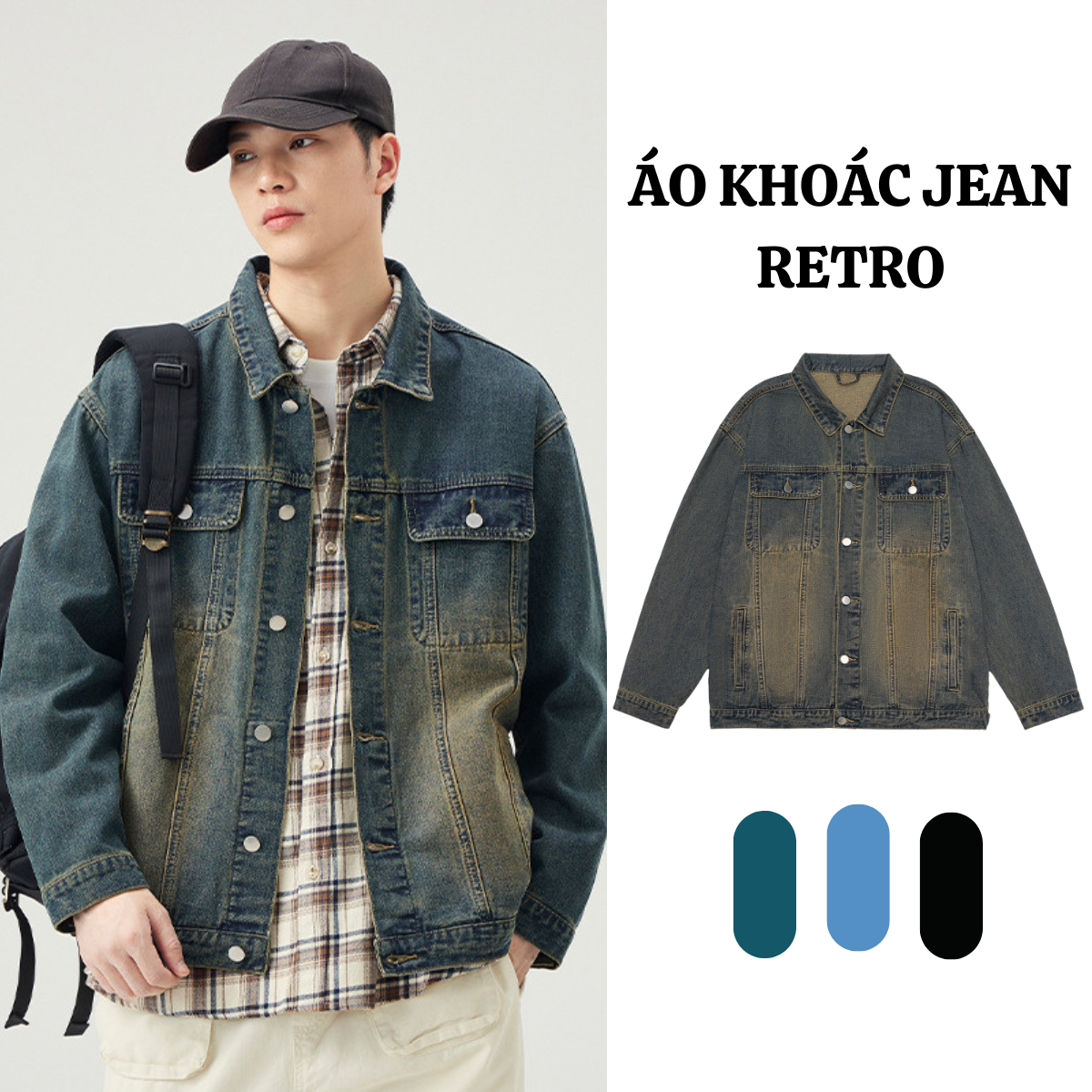 Áo khoác jean nam nữ unisex form suông rộng chất jean dày dặn FABUMAN ...