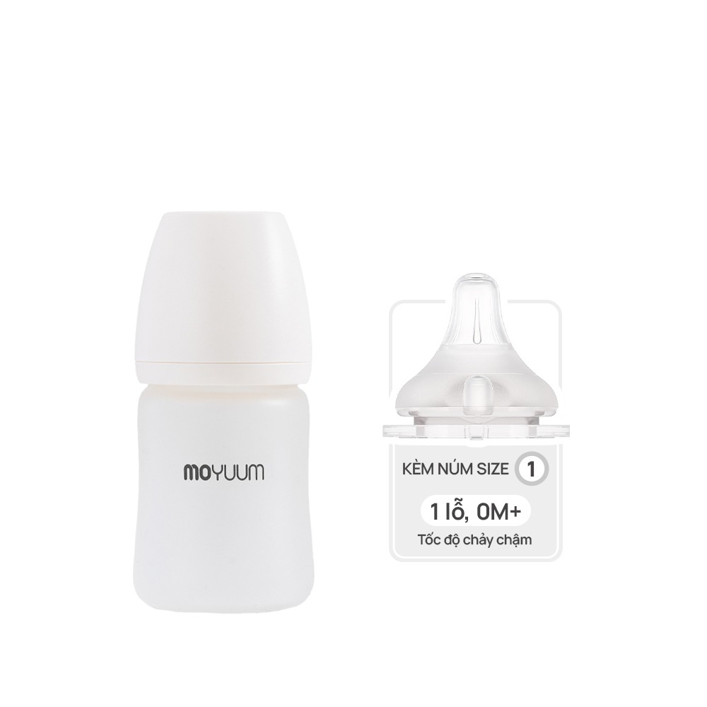 [BASIC] Bình sữa Moyuum THỦY TINH bọc silicon chính hãng size 150ML (Kèm núm size 1) | Shopee ...