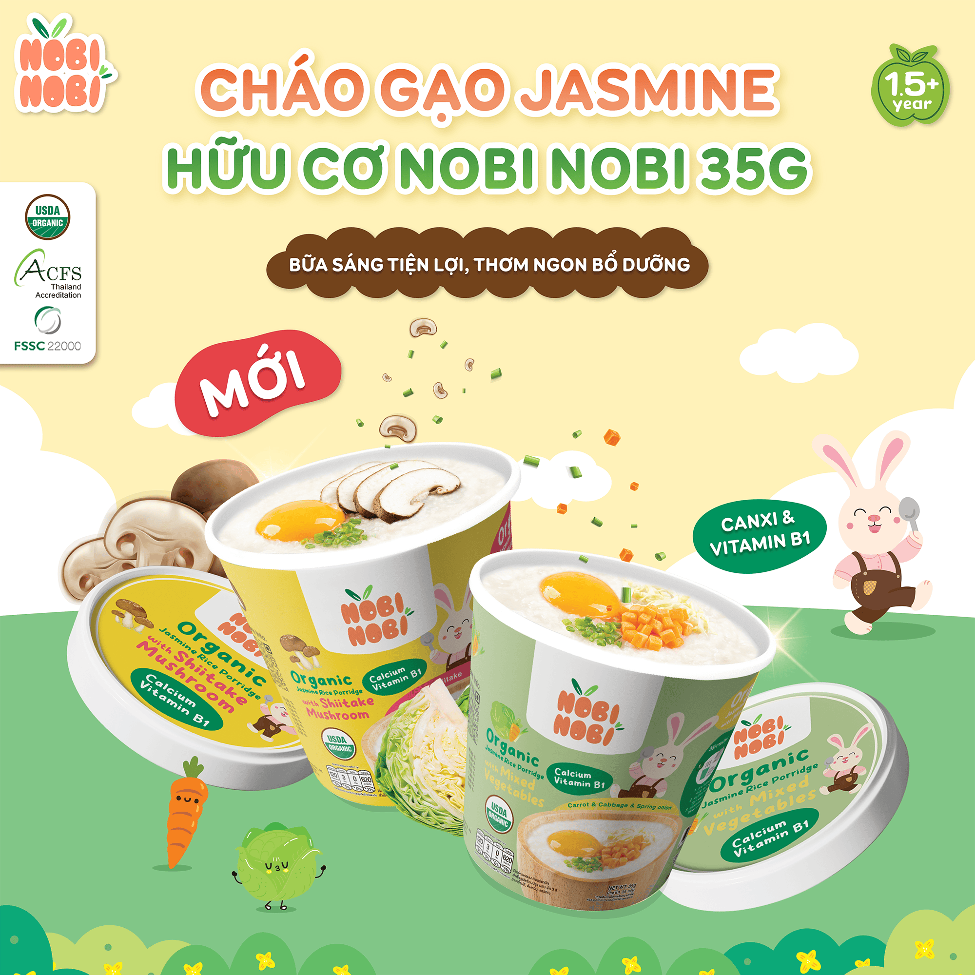 Cháo Gạo Jasmine Hữu Cơ NOBI NOBI Hộp 35g - Ăn Liền - 2 Vị Rau Củ, Vị ...