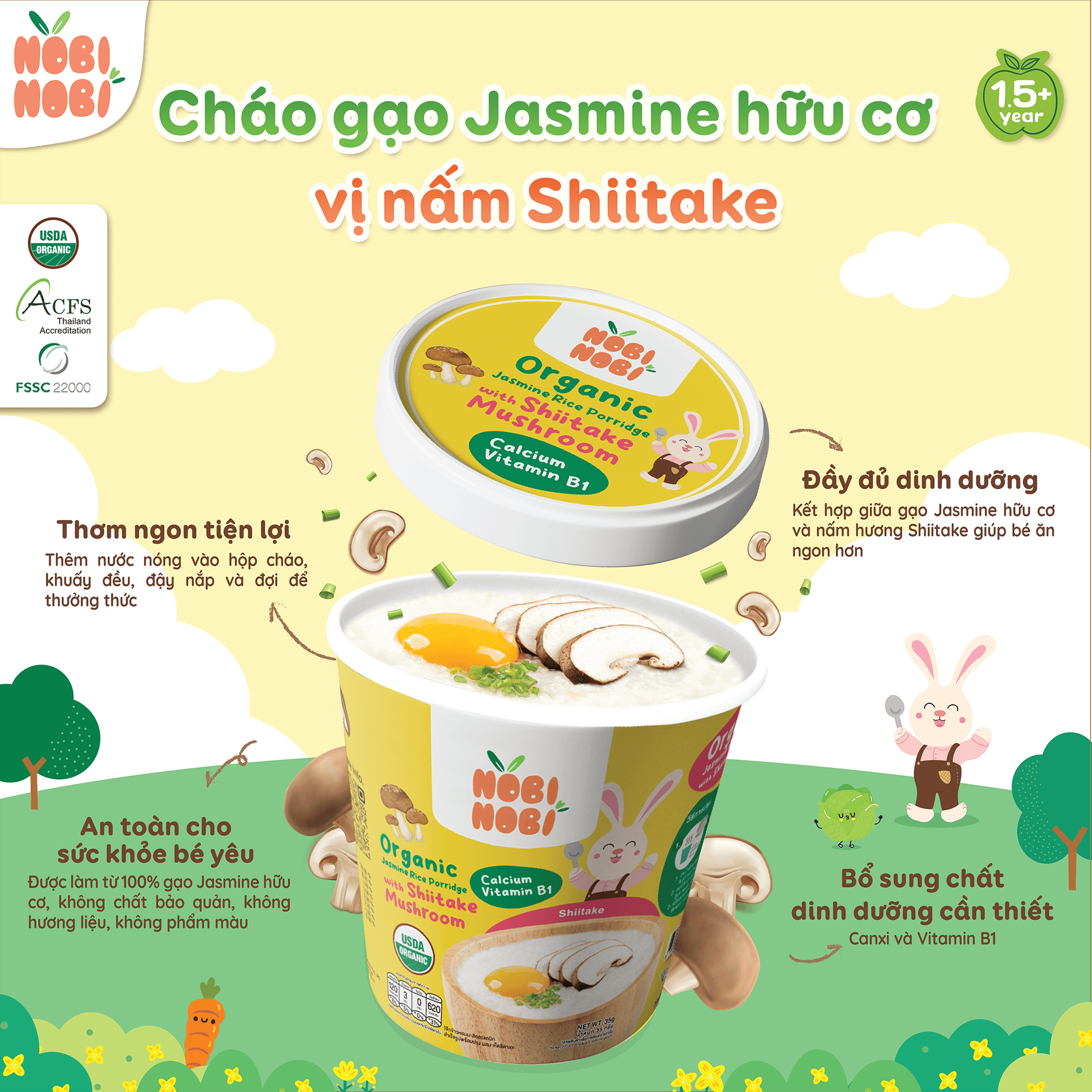 Cháo Gạo Jasmine Hữu Cơ NOBI NOBI Hộp 35g - Ăn Liền - 2 Vị Rau Củ, Vị ...