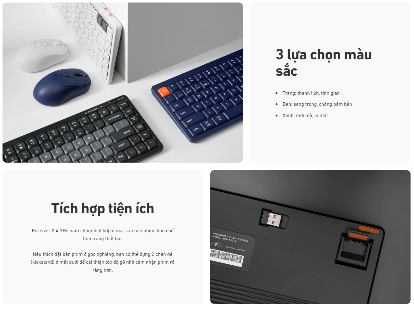 Bàn phím không dây HyperWork SilentKey Mini TS01M (Hàng Chính Hãng ...