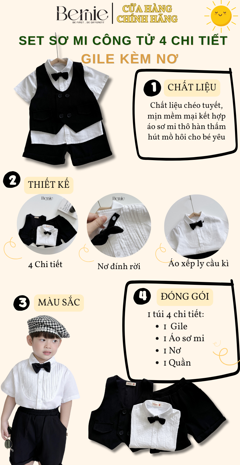 Set vest gile công tử phong cách hàn quốc tổng hợp cho bé trai thôi nôi ...