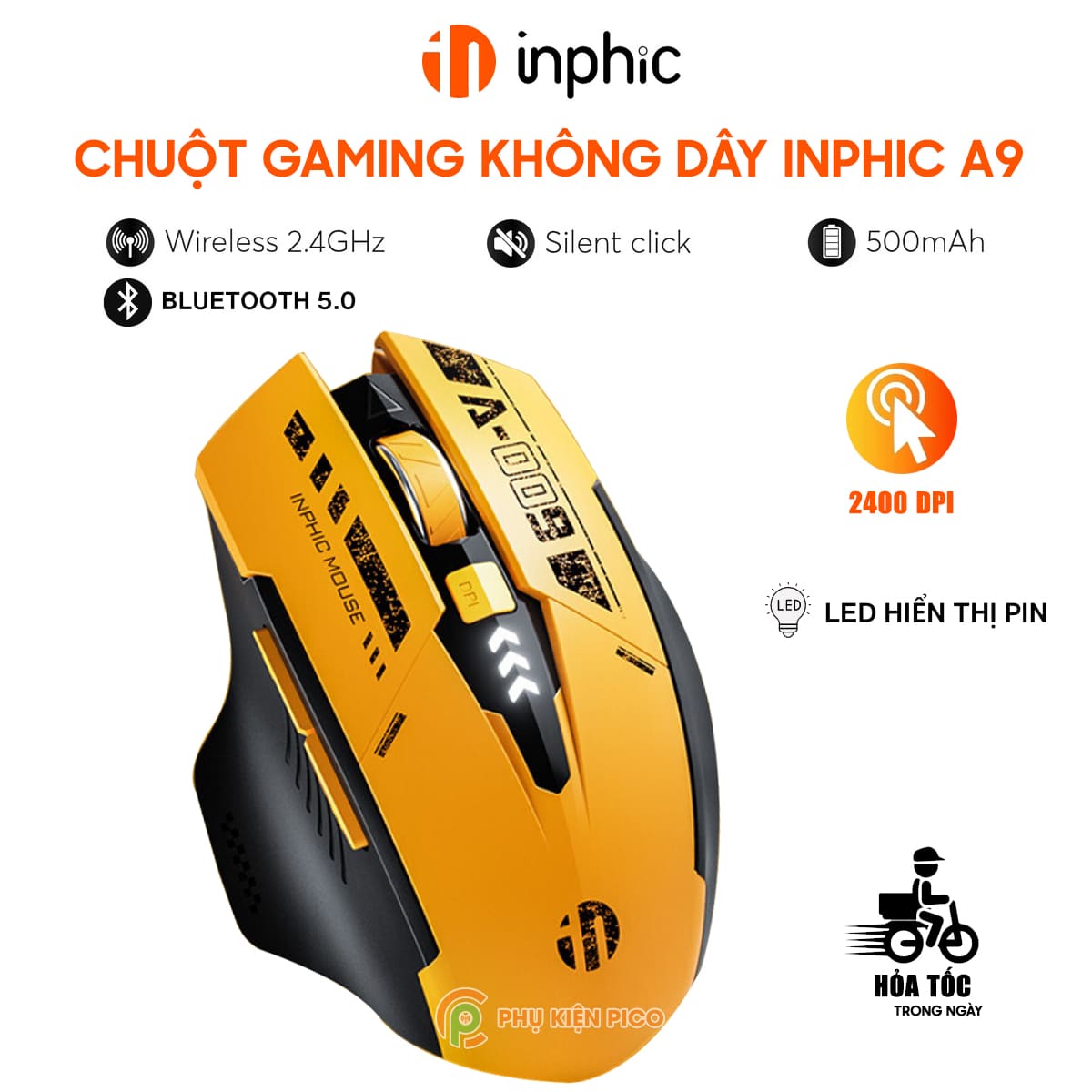 Chuột không dây Bluetooth Wireless gaming văn phòng P1 W1 F1 A1 F9 A9 W9 PG1 chính hãng Inphic ...